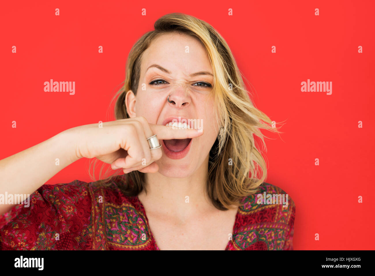 Crazy Freaky Excited Female Concept Stock Photo - Alamy