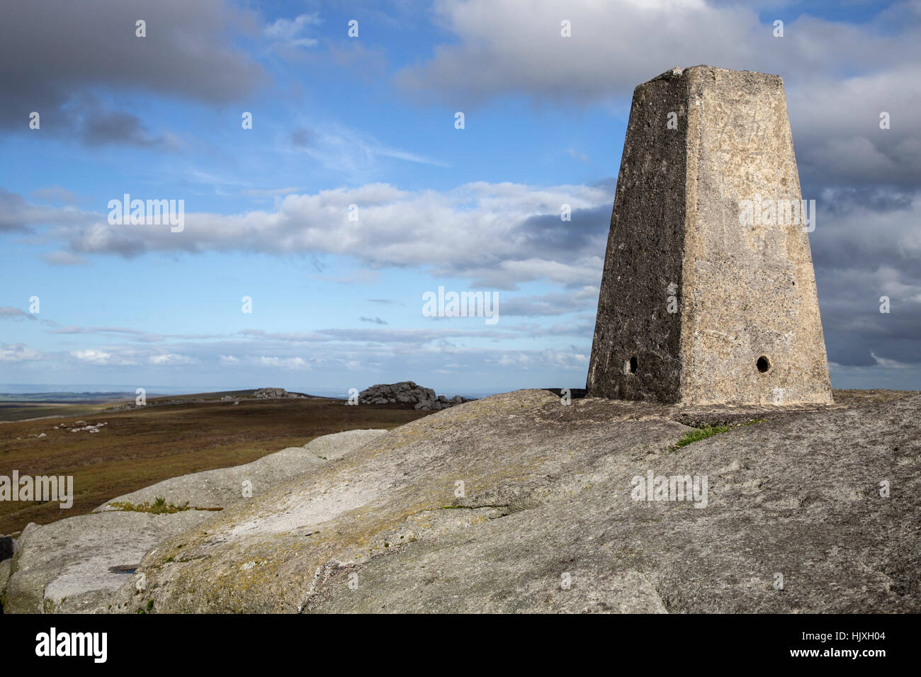 The Trig Point on Simon's Seat in the Yorkshire Dales Stock Photo - Alamy