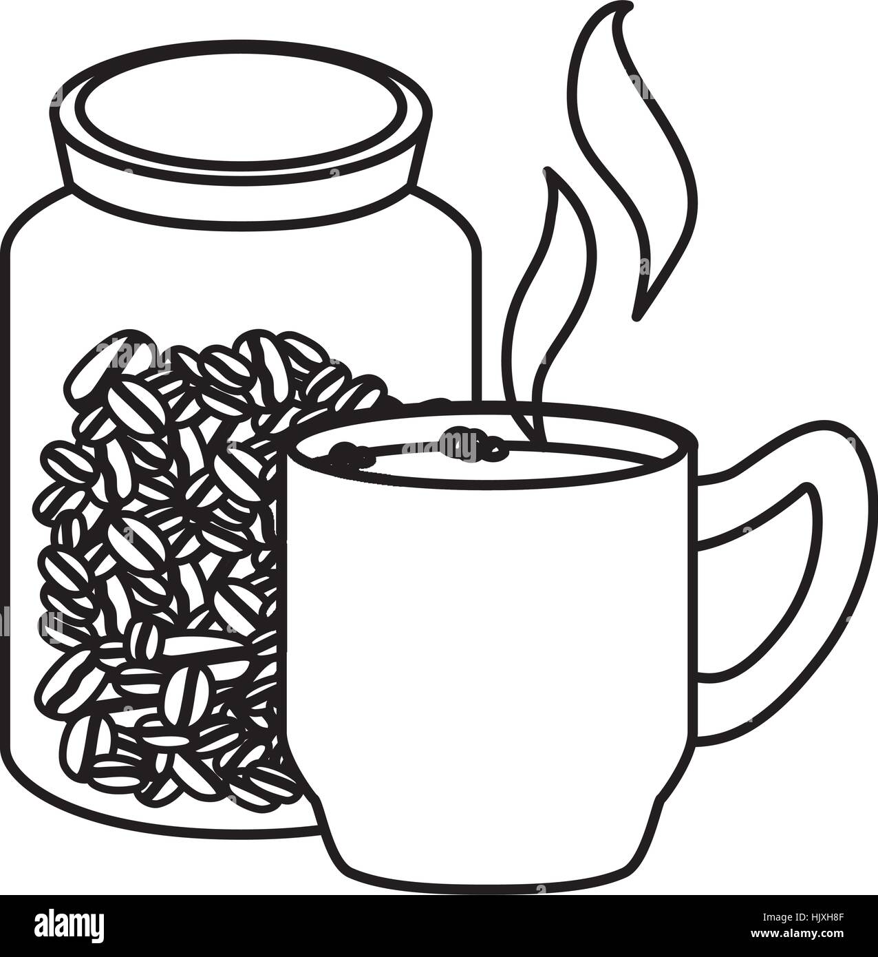 beverage coffee related icons image black line vector illustration ...