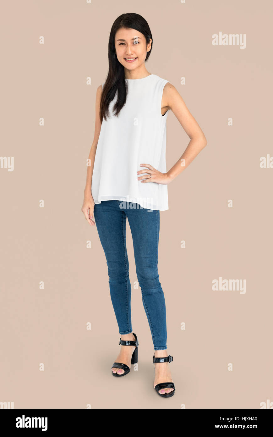 Female Standing Pose Studio Concept Stock Photo - Alamy