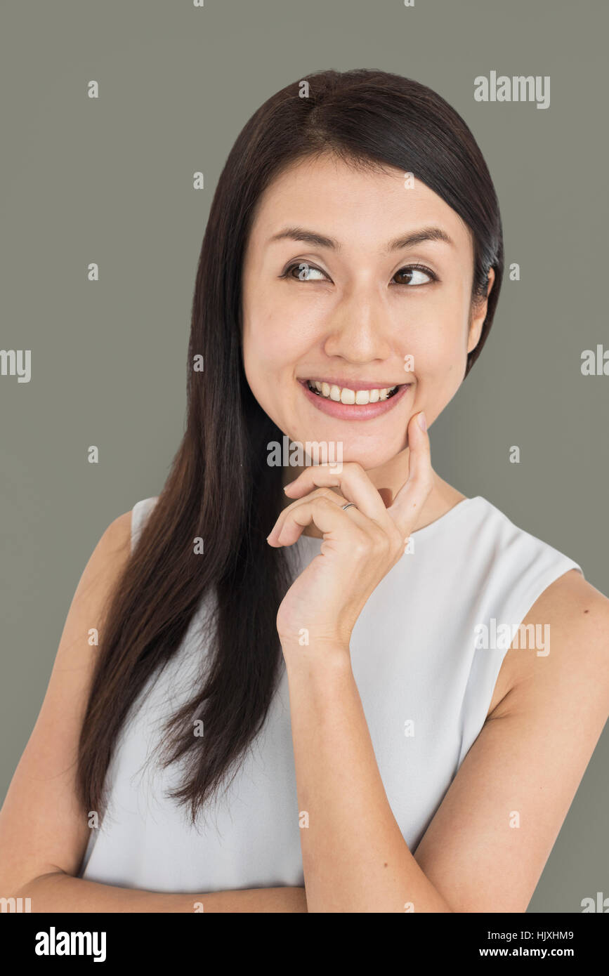 Woman Smiling Happiness Portrait Concept Stock Photo - Alamy