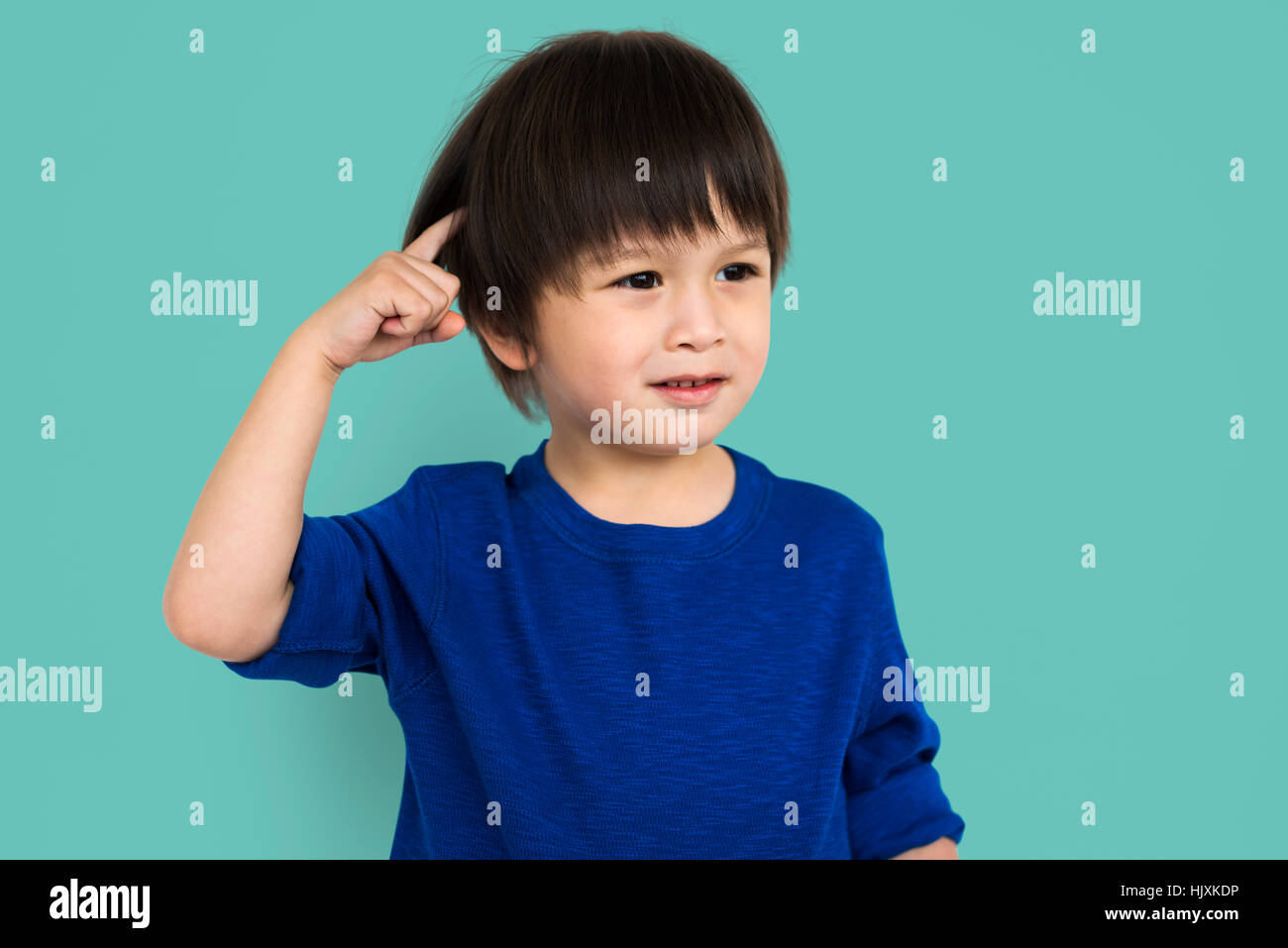 Little Kid Boy Think Curious Concept Stock Photo - Alamy