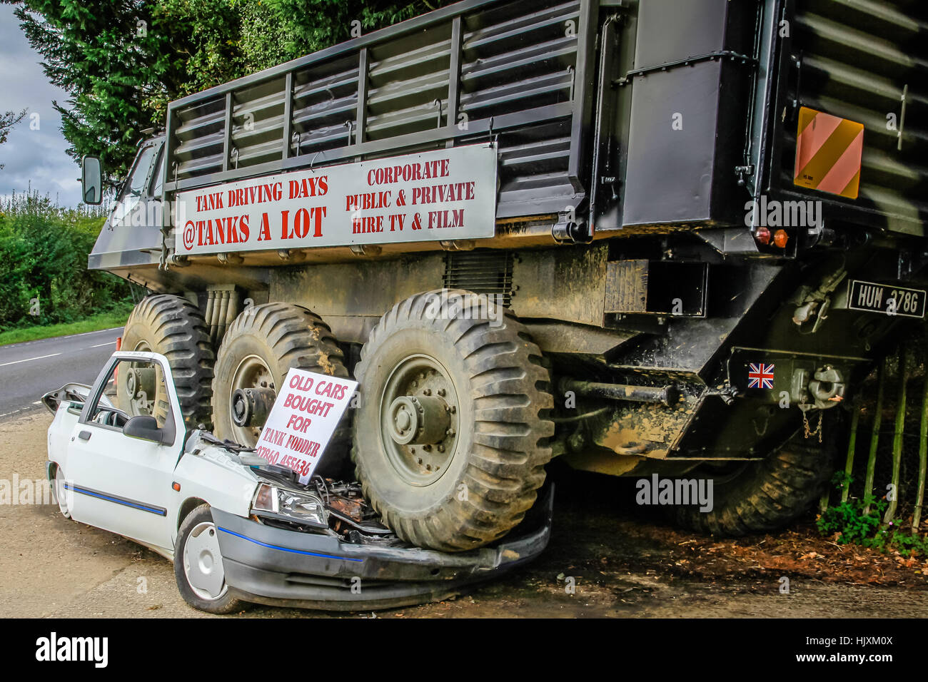 Tank crushing car hi-res stock photography and images - Alamy