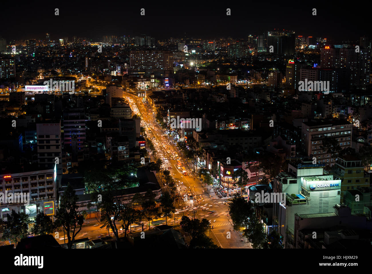 Bird's-eye view of Saigon at night Stock Photo - Alamy
