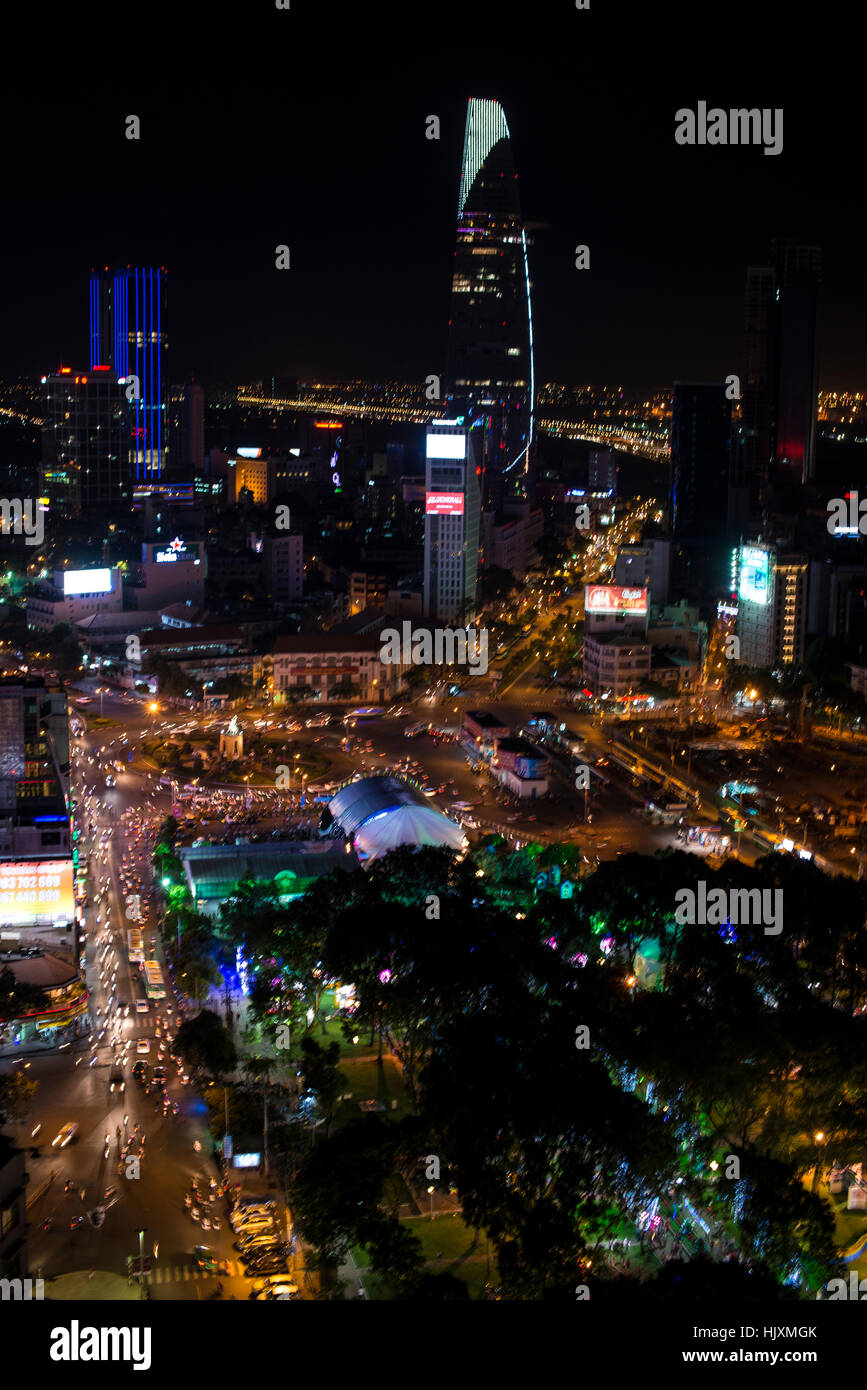 Bird's-eye view of Saigon at night Stock Photo - Alamy