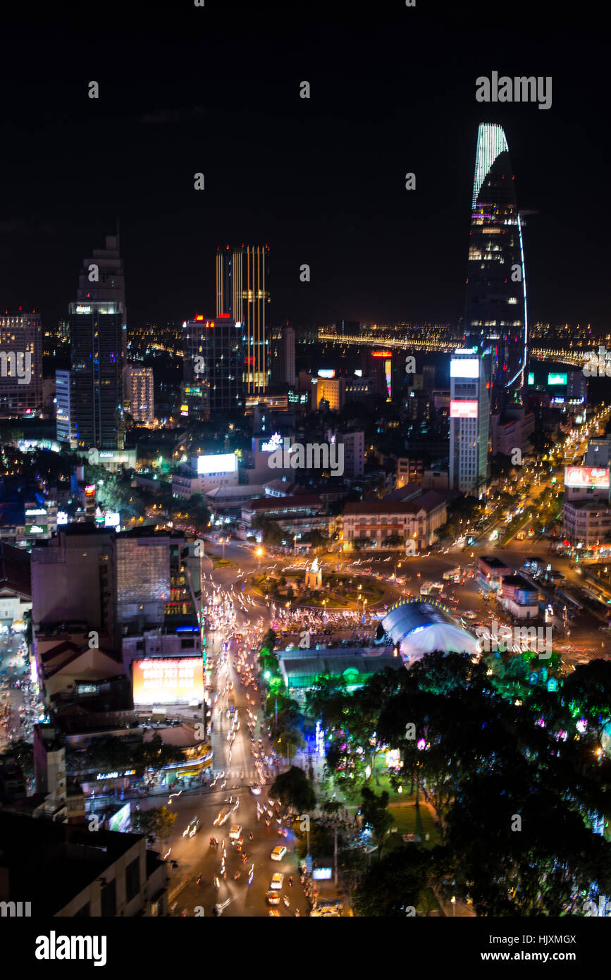 Bird's-eye view of Saigon at night Stock Photo - Alamy