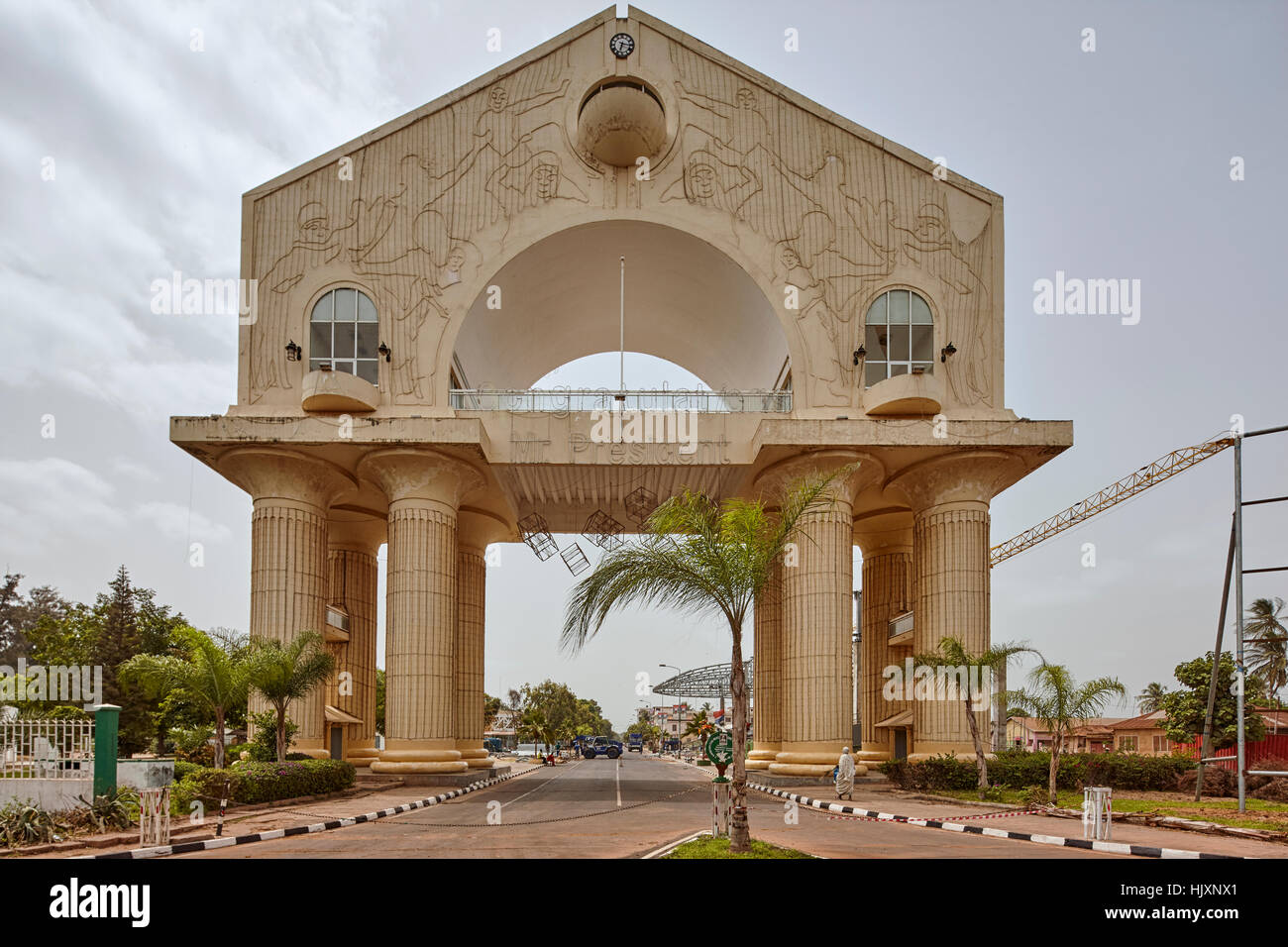 Arch 22 with “Congratulations Mr. President” sign, Banjul, Gambia Stock ...