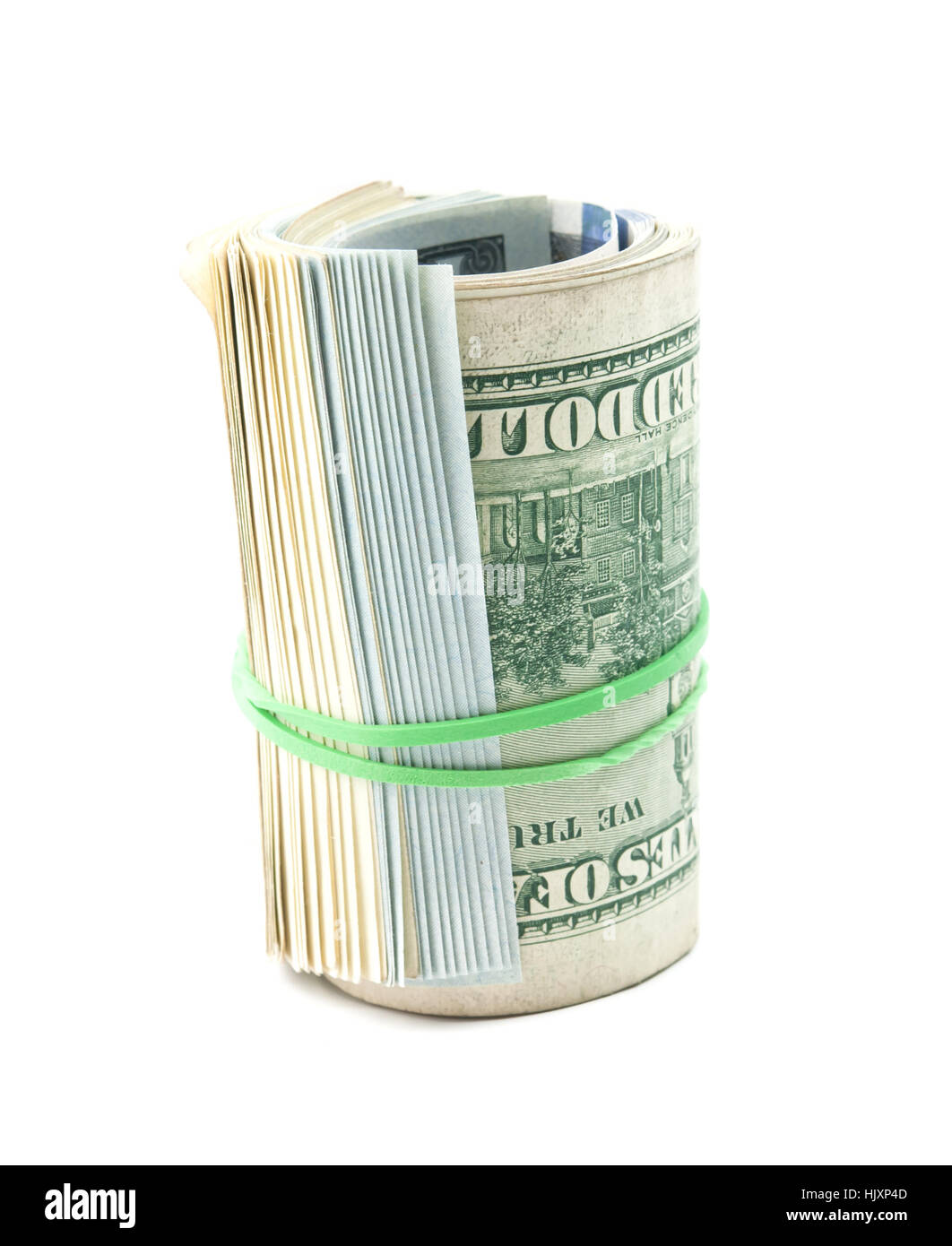 dollars roll isolated on white background Stock Photo - Alamy