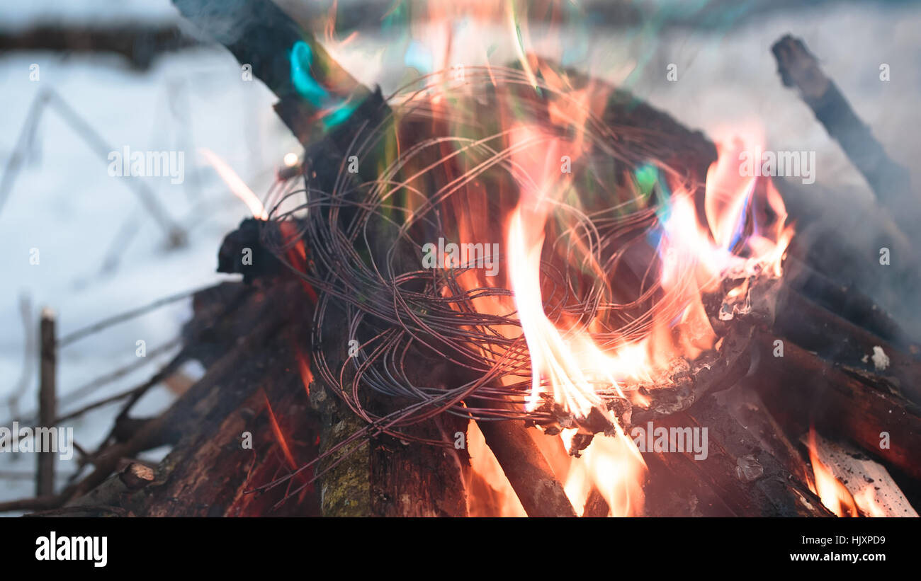 Firing wire in fire Stock Photo - Alamy