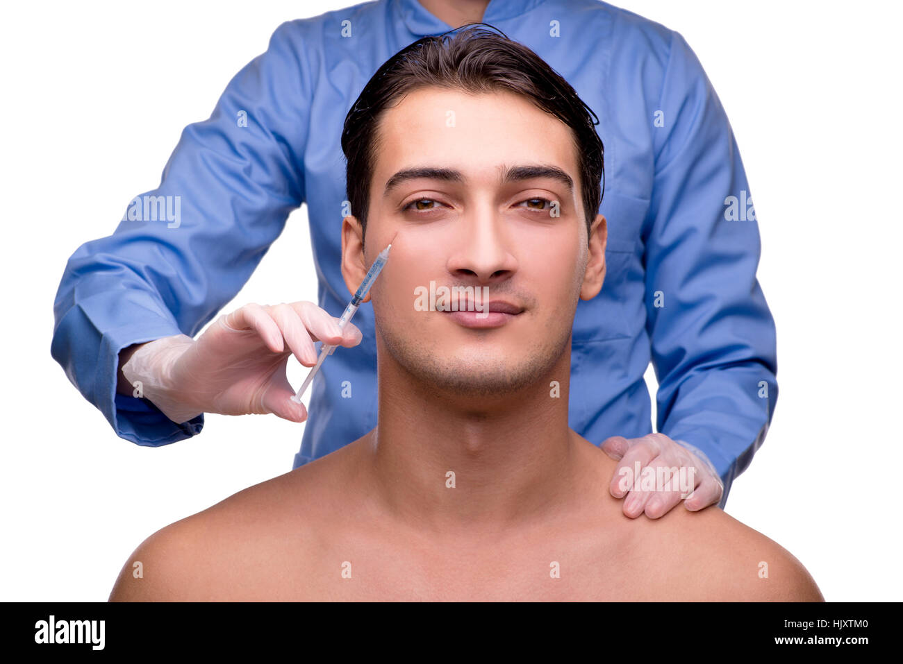 Man undergoing plastic surgery isolated on white Stock Photo - Alamy