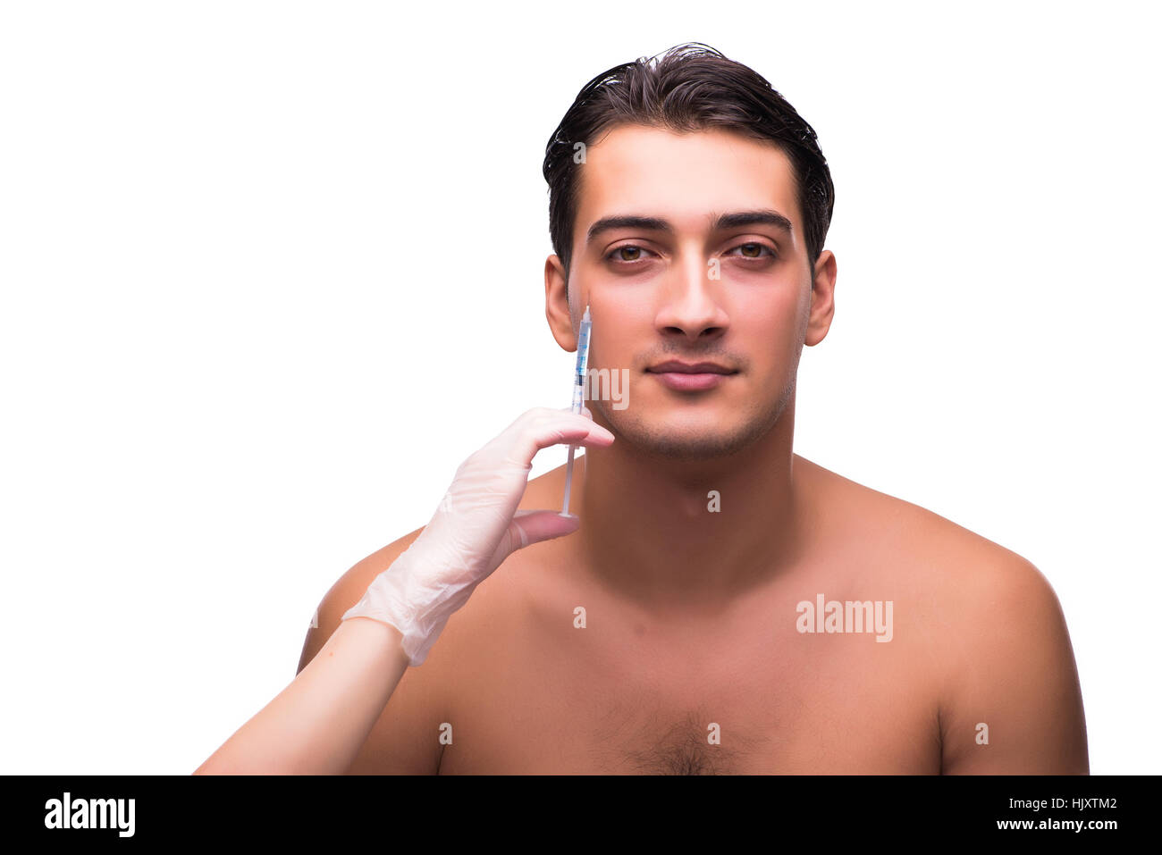 Man getting injection isolated on white Stock Photo - Alamy