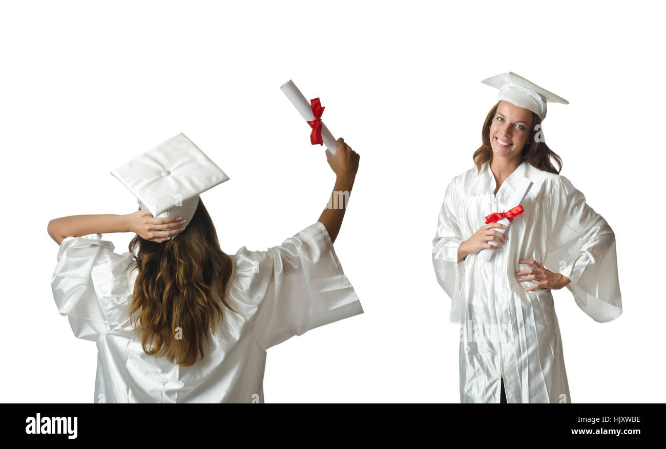 Young student isolated on white Stock Photo - Alamy