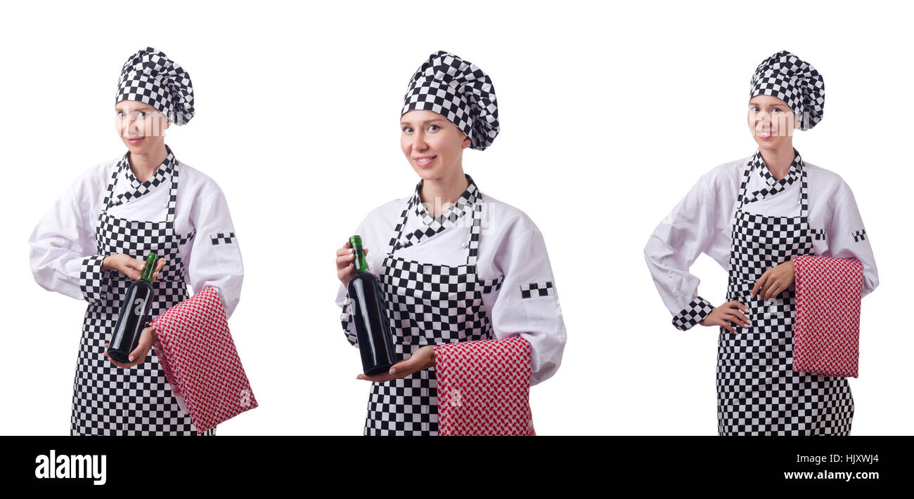 Woman chef in collages on white Stock Photo - Alamy