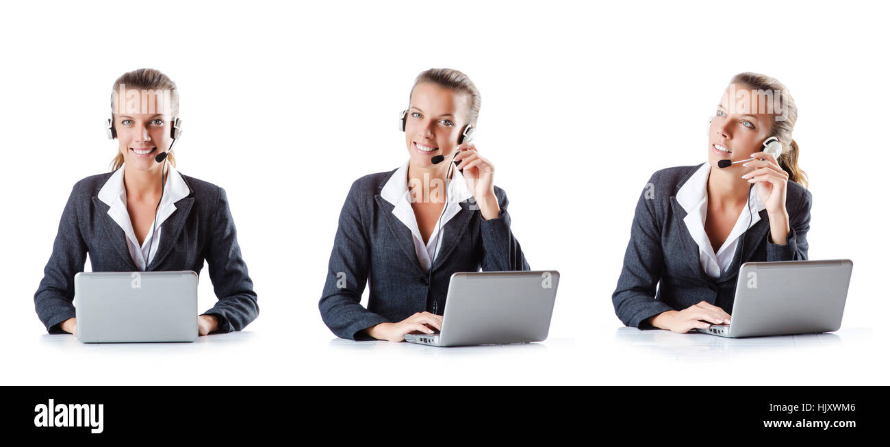Call center assistant responding to calls Stock Photo - Alamy