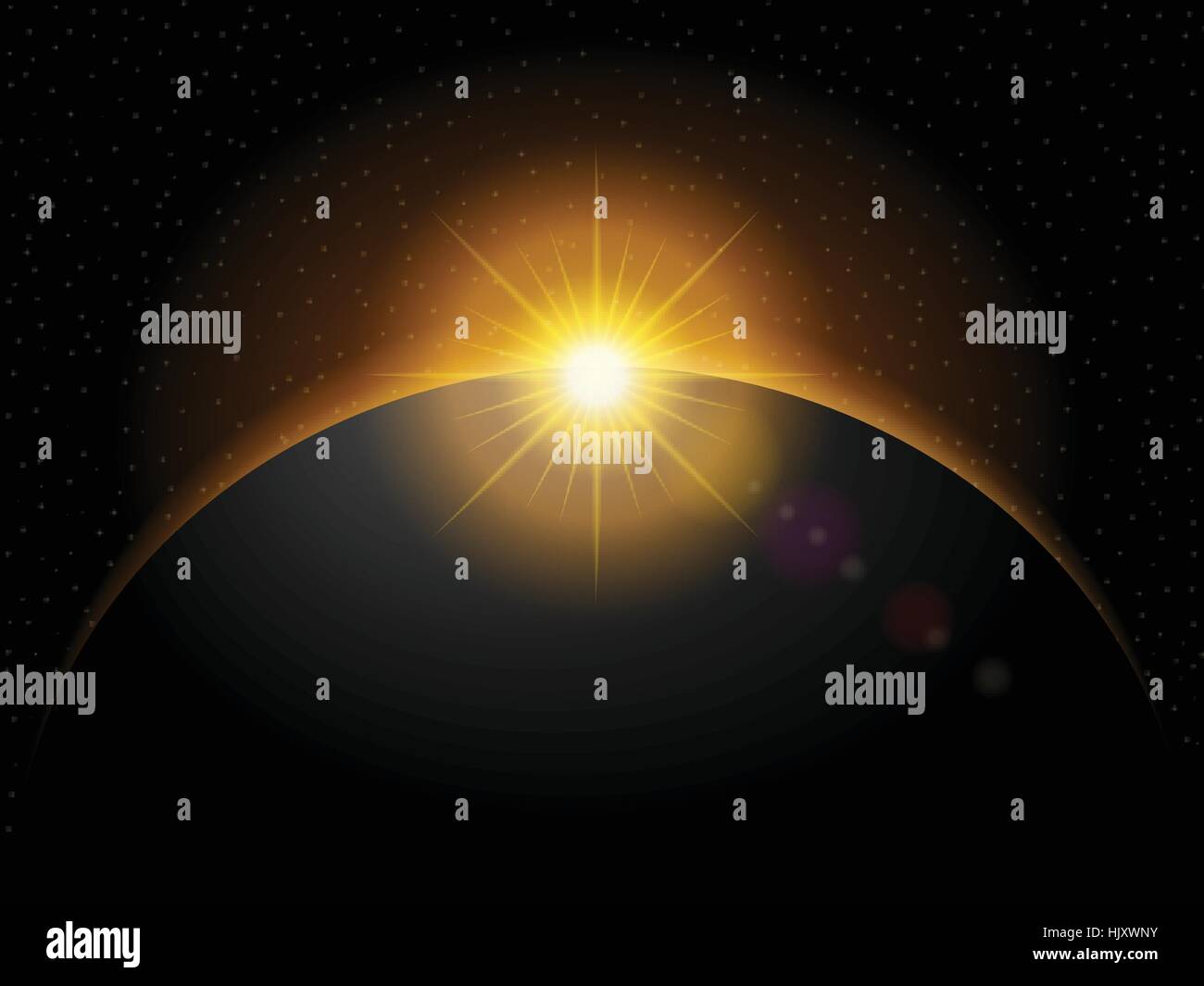 Planet sunrise view space Stock Vector Images - Alamy
