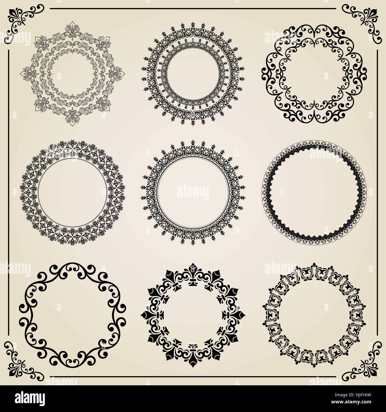 Vintage Set of Round Elements Stock Vector Image & Art - Alamy