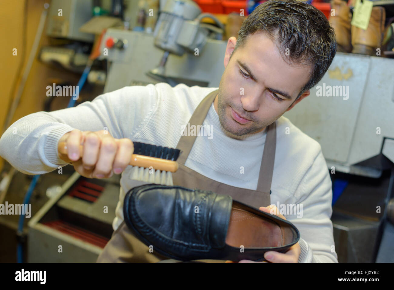 brushing the shoe Stock Photo - Alamy