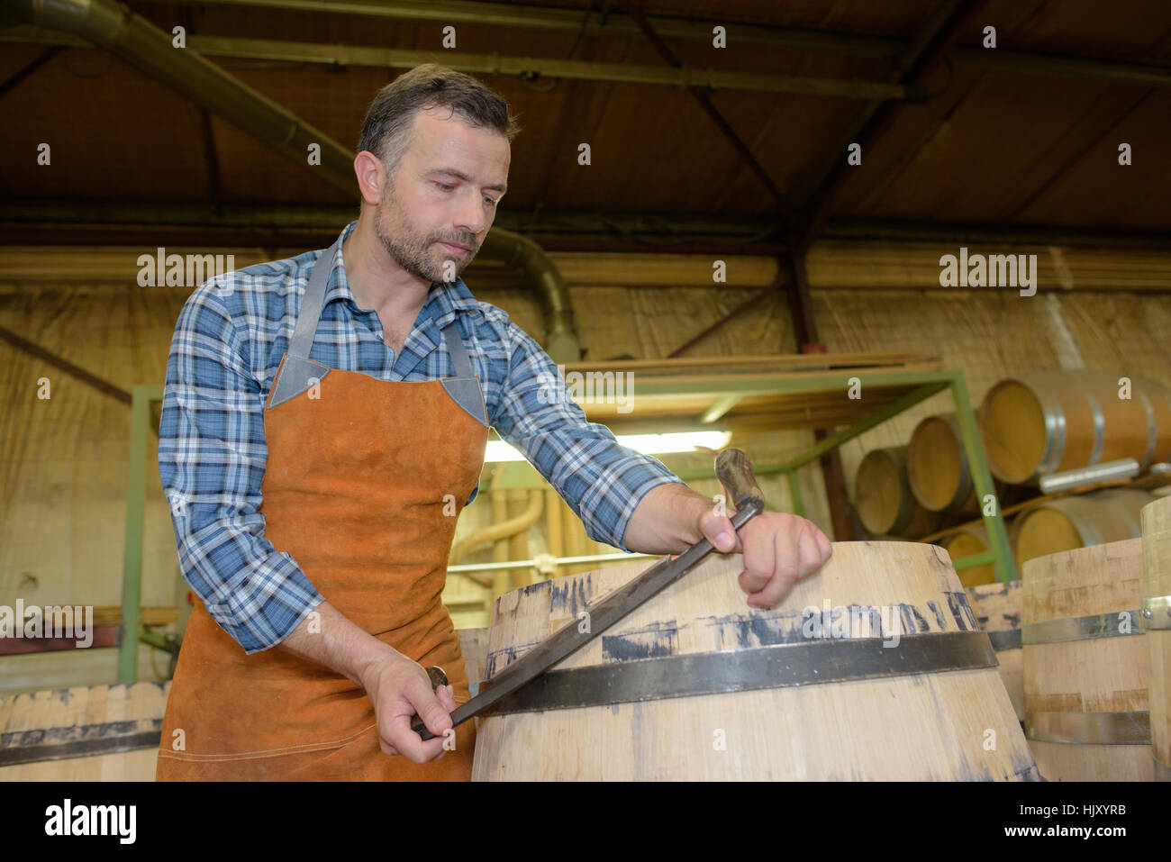 Cooper making barrel Stock Photo - Alamy