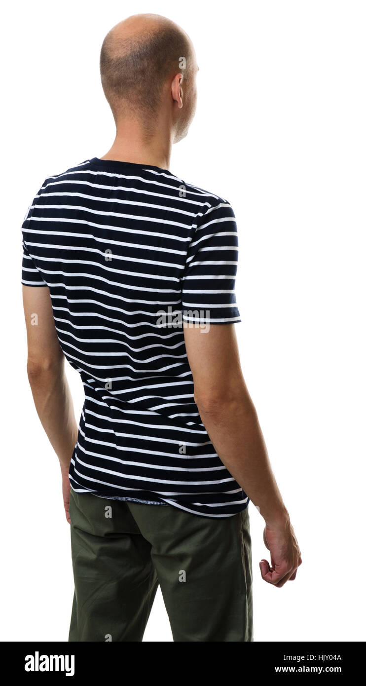 Back view of casual bald young man isolated on white background Stock ...