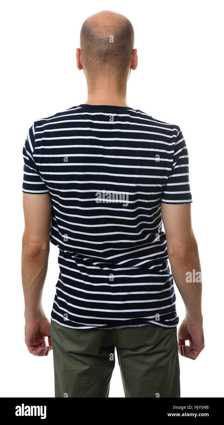 Back view of casual bald young man isolated on white background Stock ...