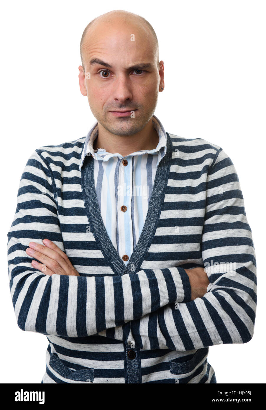 Handsome Caucasian doubting man with a curious expression. Isolated on ...