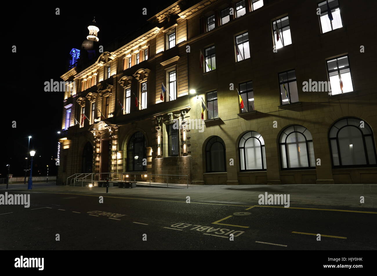 Exterior of Perth Council Offices by night Perthshire Scotland January ...