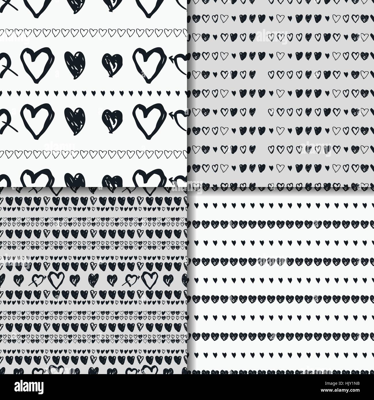 Doodle seamless pattern set with hearts Stock Vector Image & Art - Alamy