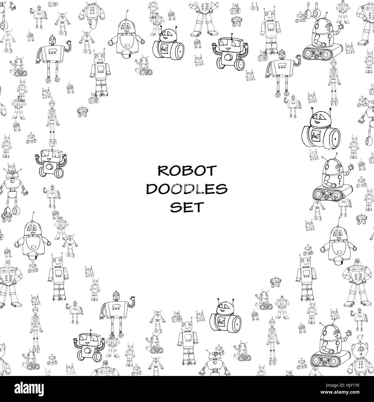 Robot doodle frame Stock Vector Image & Art - Alamy