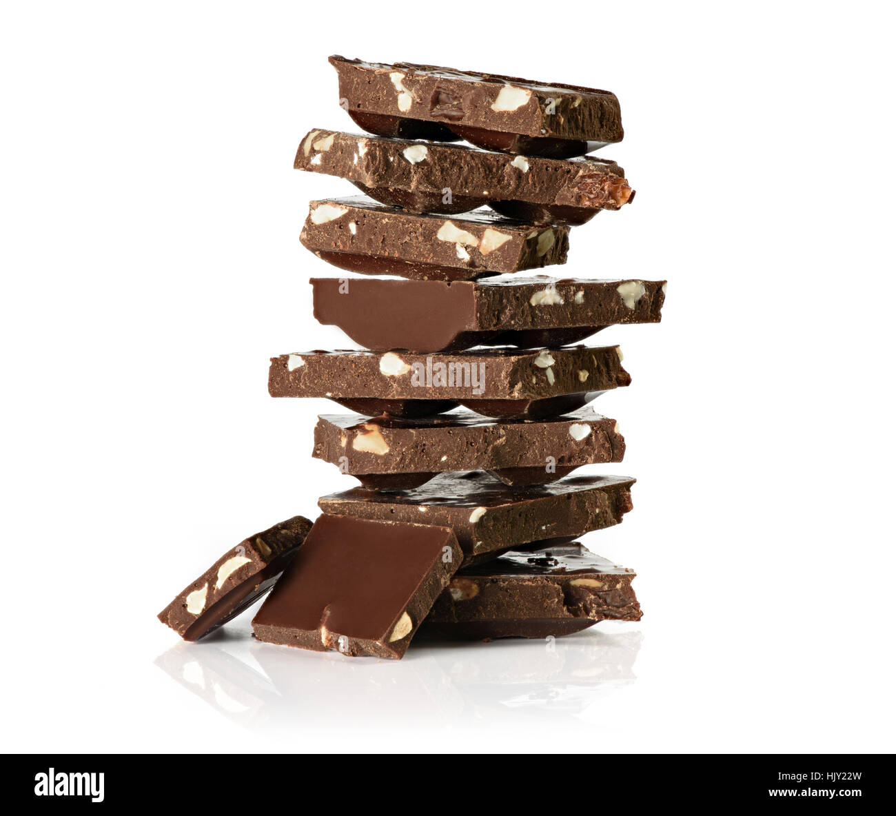 Chocolate tower with nuts isolated on a white background Stock Photo ...