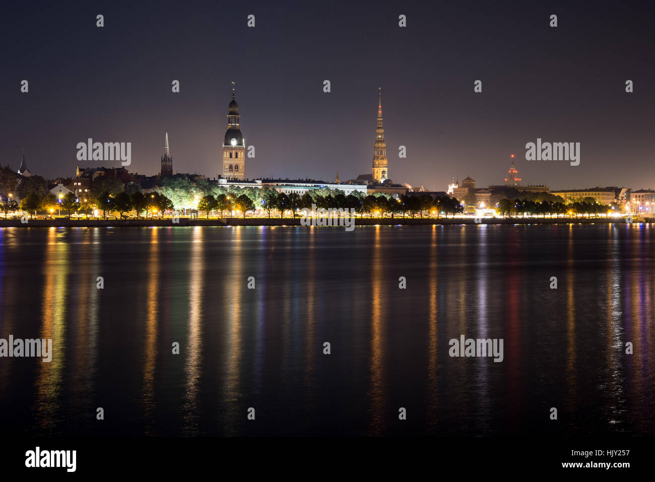 city light reflections over water at the night Stock Photo - Alamy