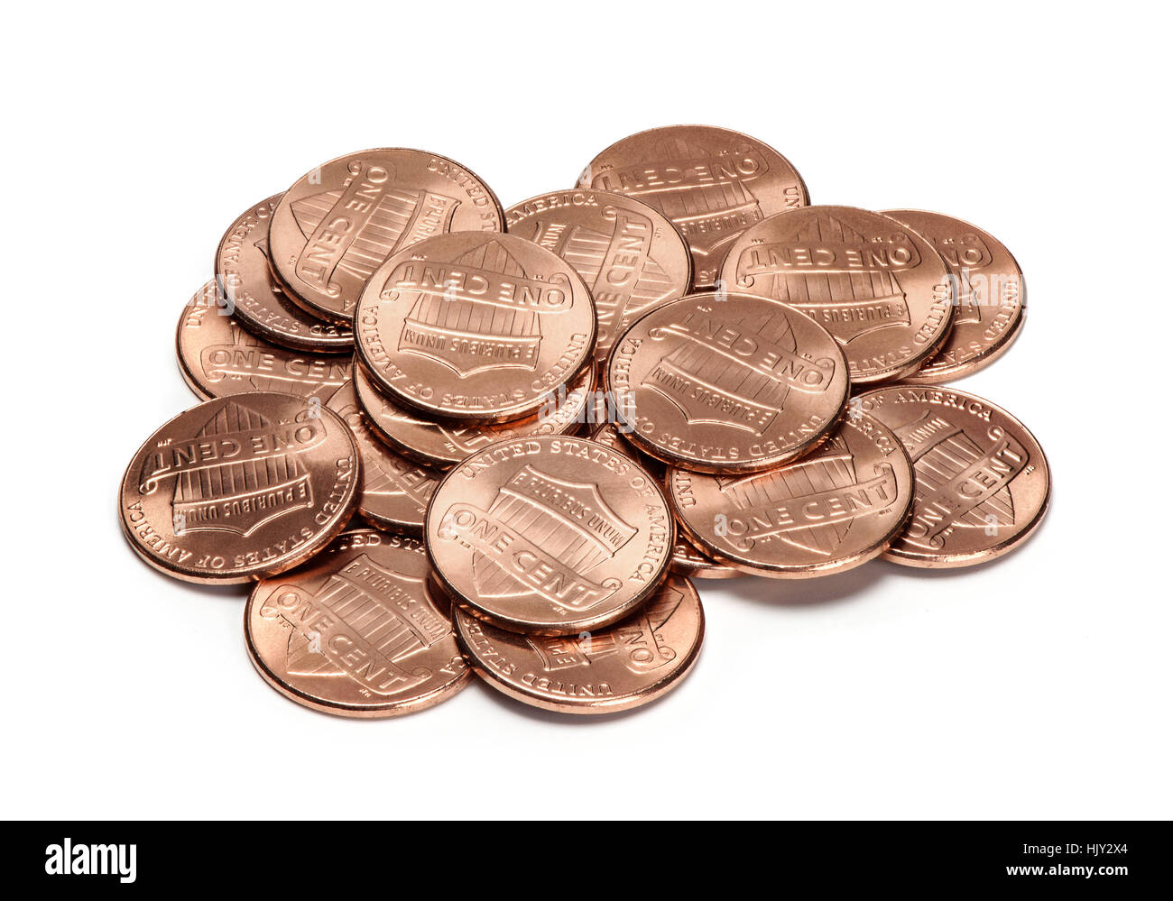 heap of one cent coins isolated on white background Stock Photo - Alamy