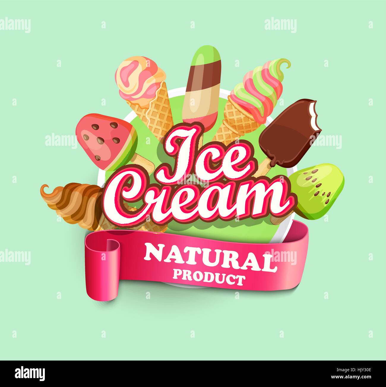 Ice cream emblem, label and badge, eps10 vector illustration Stock ...