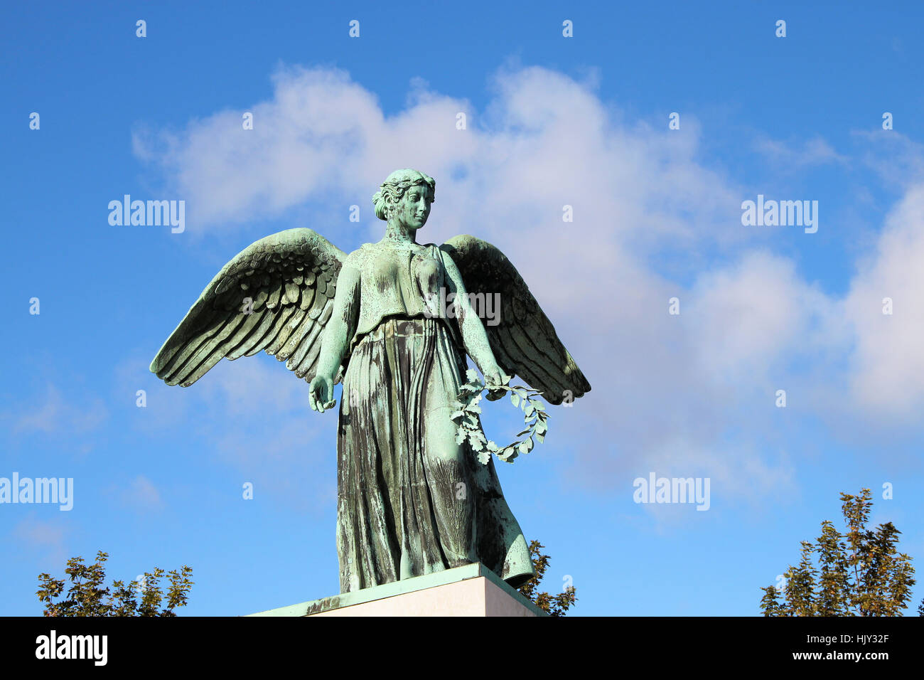 woman, statue, denmark, angel, angels, pedestal, plinth, copenhagen ...