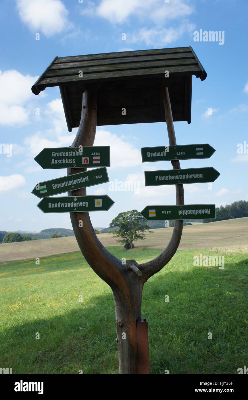 signpost in the erzgebirge Stock Photo - Alamy