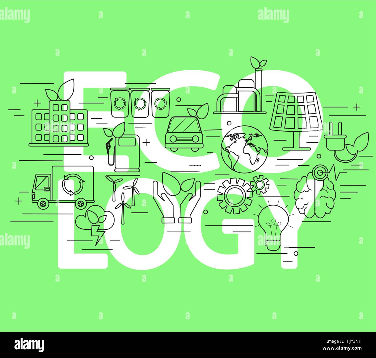 Line style vector illustration concept of ecology Stock Vector Image ...
