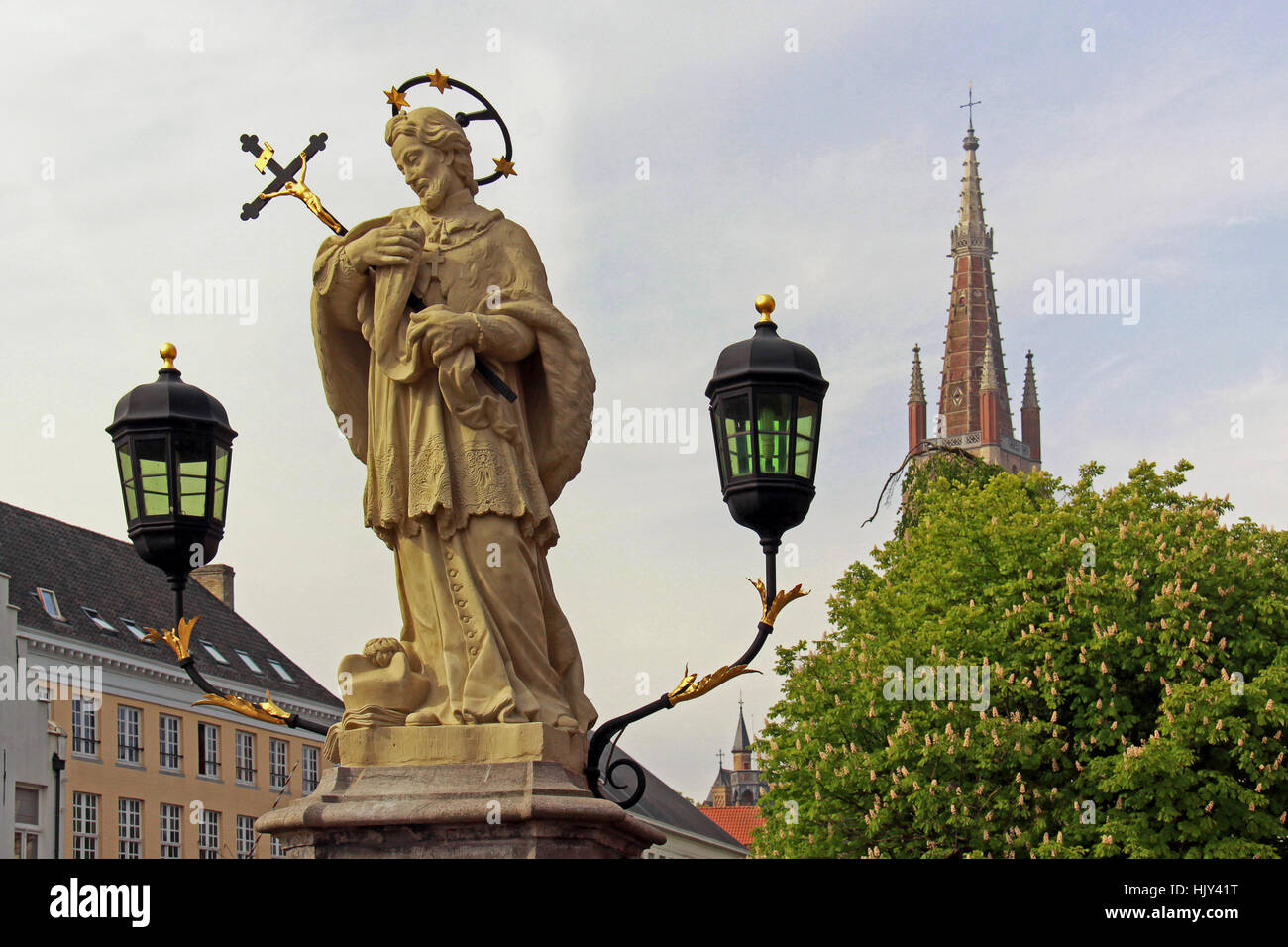monument, saint, statue, bruges, monument, statue, bridge, cross ...