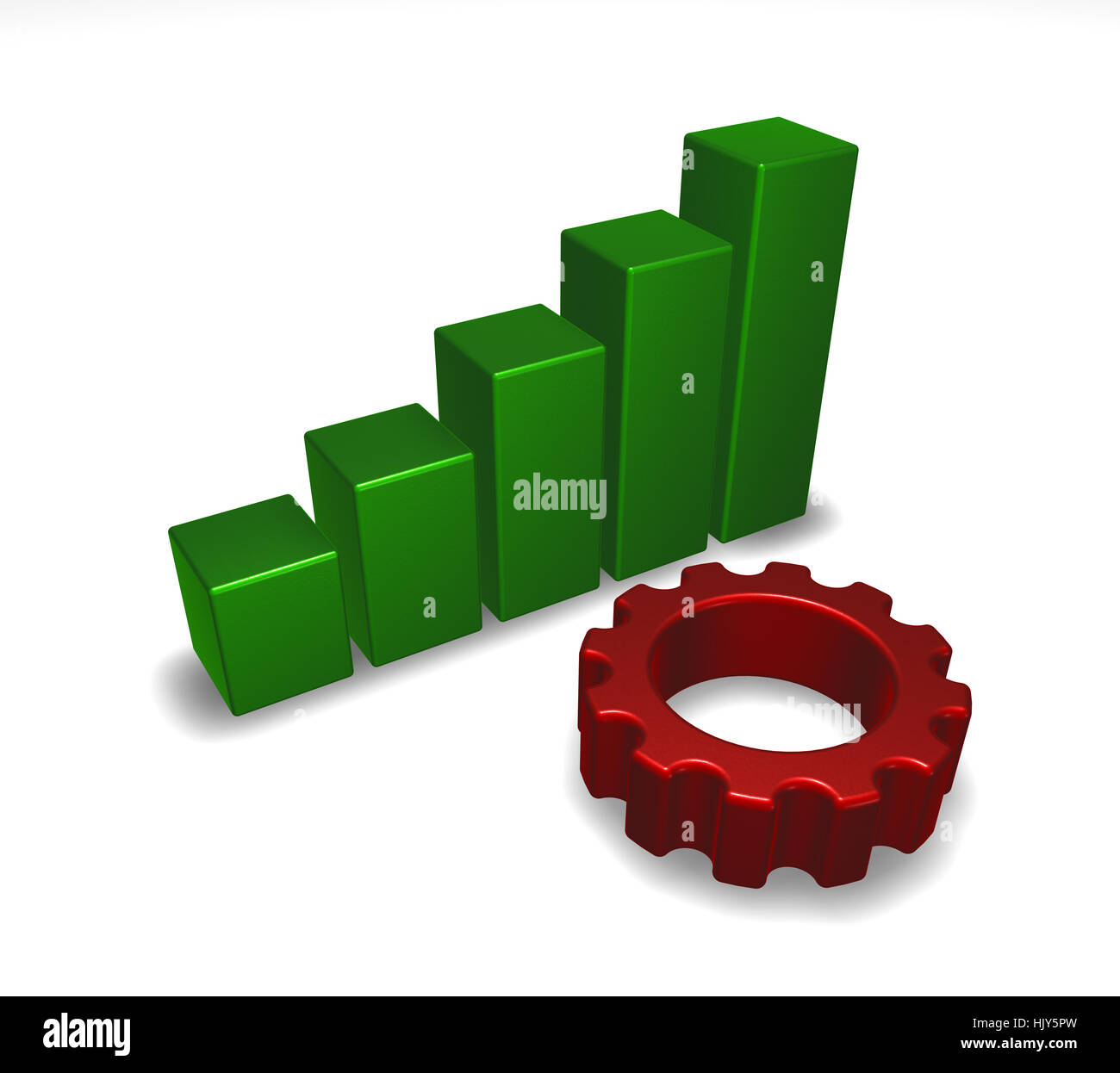 bar graph and gear wheel - 3d illustration Stock Photo - Alamy
