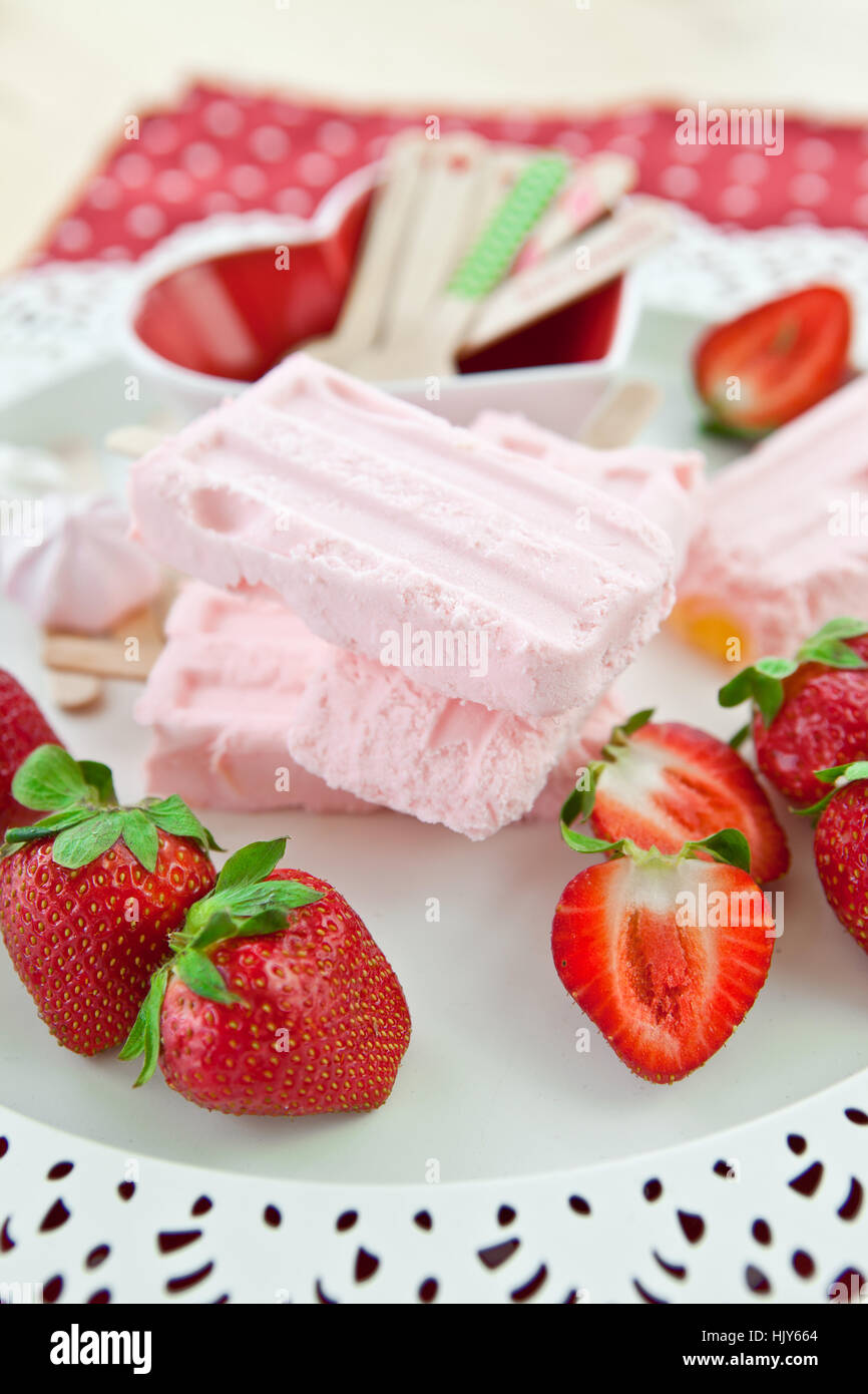 fruit, strawberry, popsicle, strawberries, nibble, cold, coloured ...