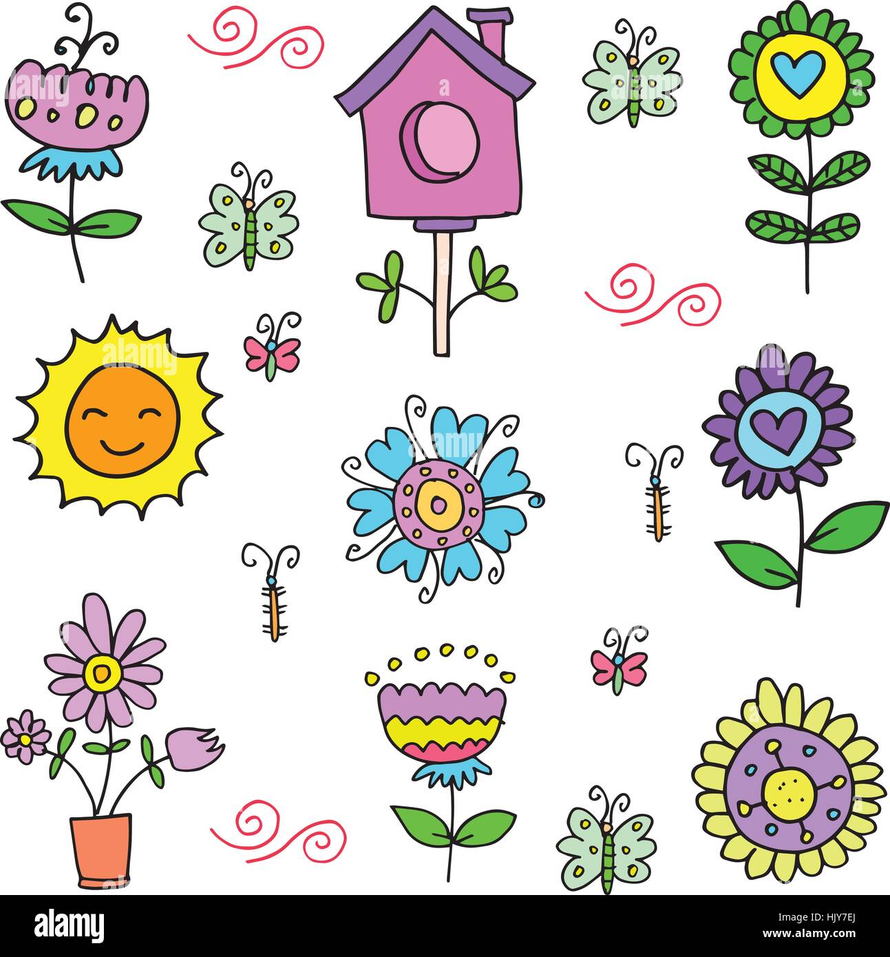 Vector illustration of spring set doodles Stock Vector Image & Art - Alamy
