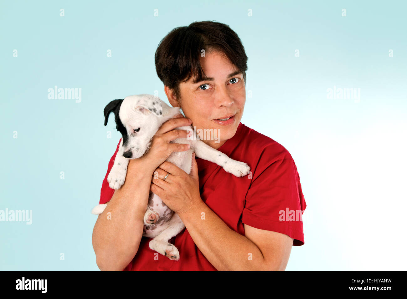 woman, dog, puppy, woman, studio photography, female, animal, pet, face ...