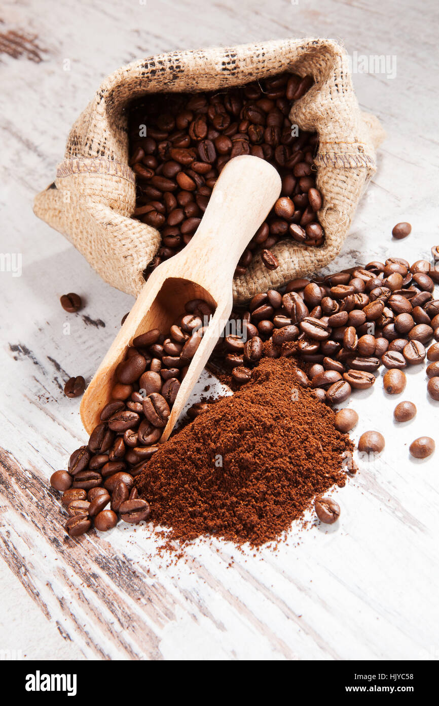 cafe, beans, sack, coffee, roasted, parched, bag, object, drink, drinking Stock Photo - Alamy