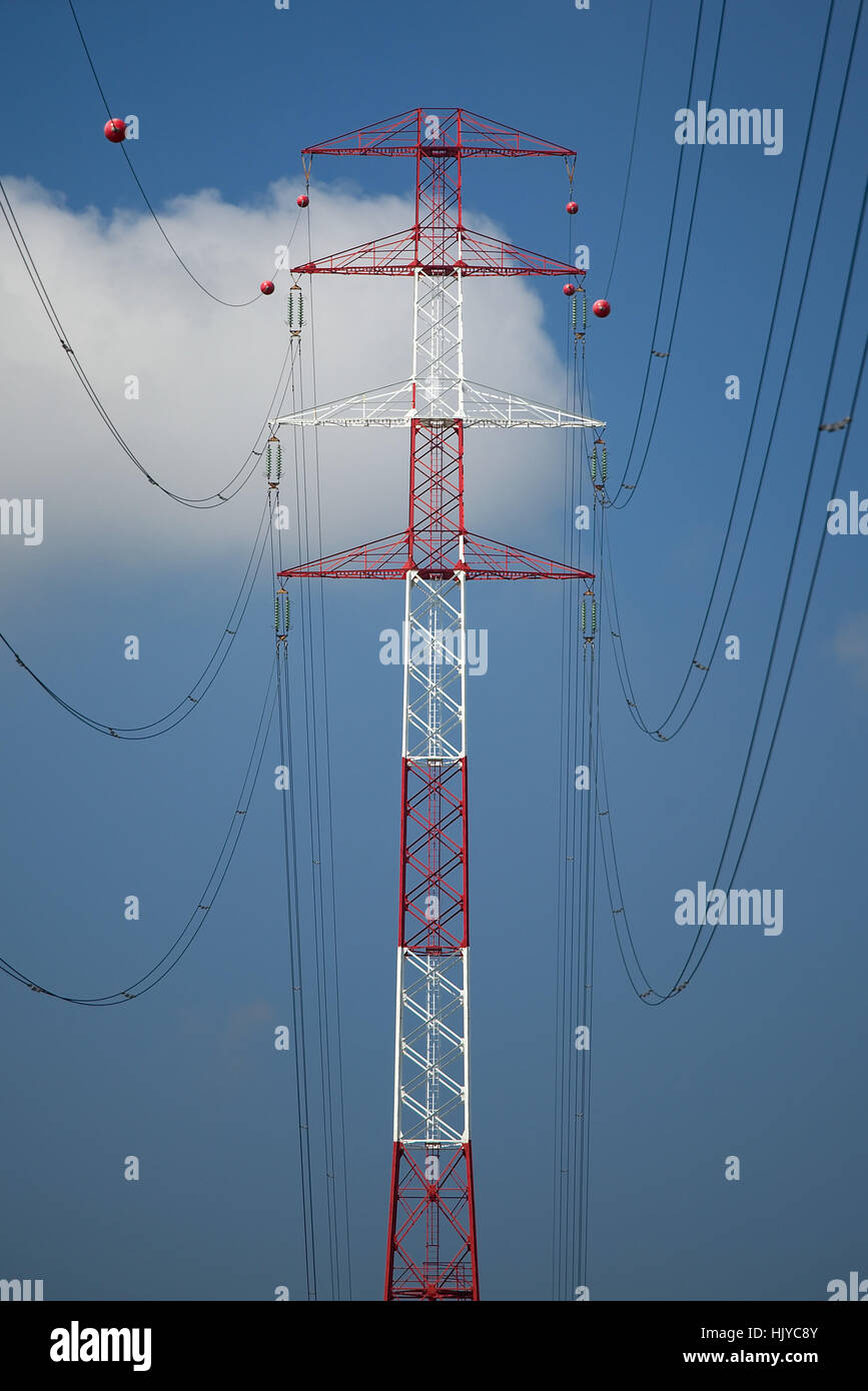 High voltage electric line column Stock Photo - Alamy