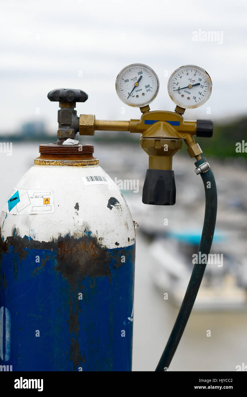 Oxygen tank at a construction site Stock Photo - Alamy