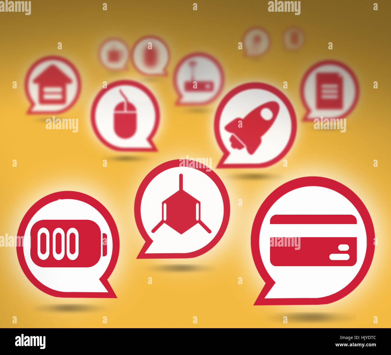 Interface design with icons collection on color background Stock Photo ...