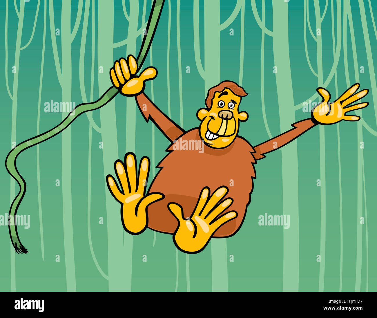 animal, jungle, illustration, chimpanzee, cartoon, forest, laugh ...