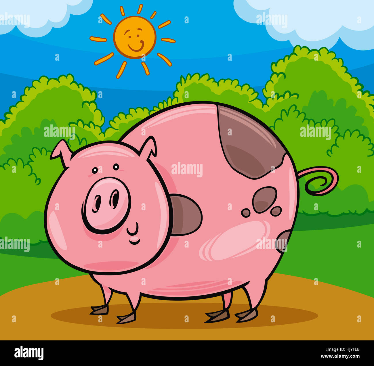 animal, illustration, livestock, farm, piglet, cartoon, pork, pig ...
