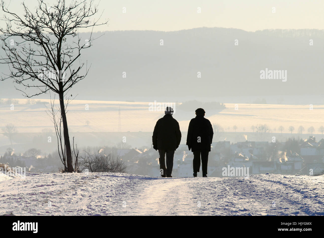 walk, go, going, walking, winter, cold, go for a walk, couple, pair ...