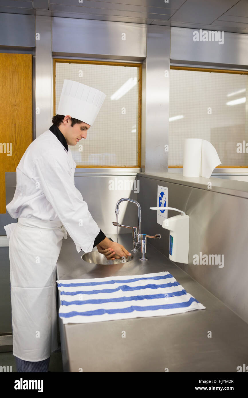 Chef washing hands in the restaurant Stock Photo - Alamy