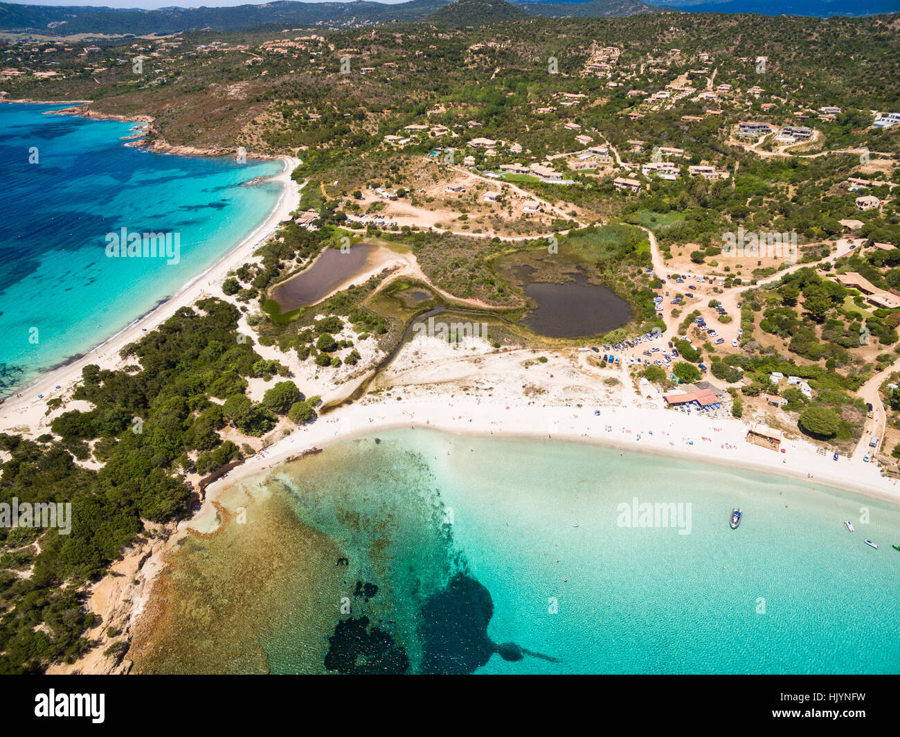 Aerial view of Palombaggia beach in Corsica Island in France Stock ...