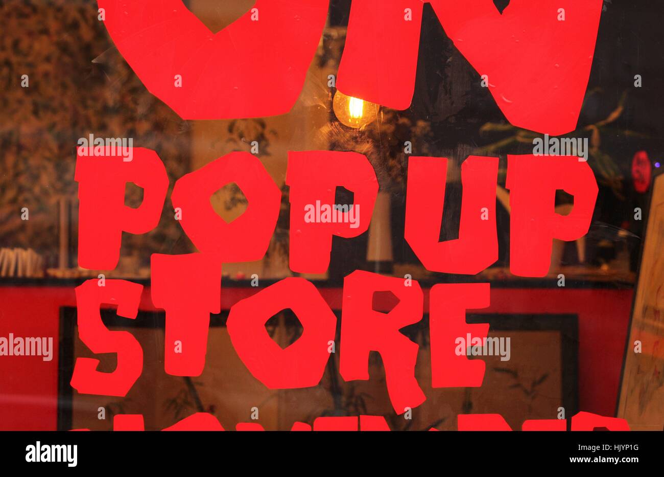 Writing at the window of a Pop Up Store in Berlin, pictured on December ...